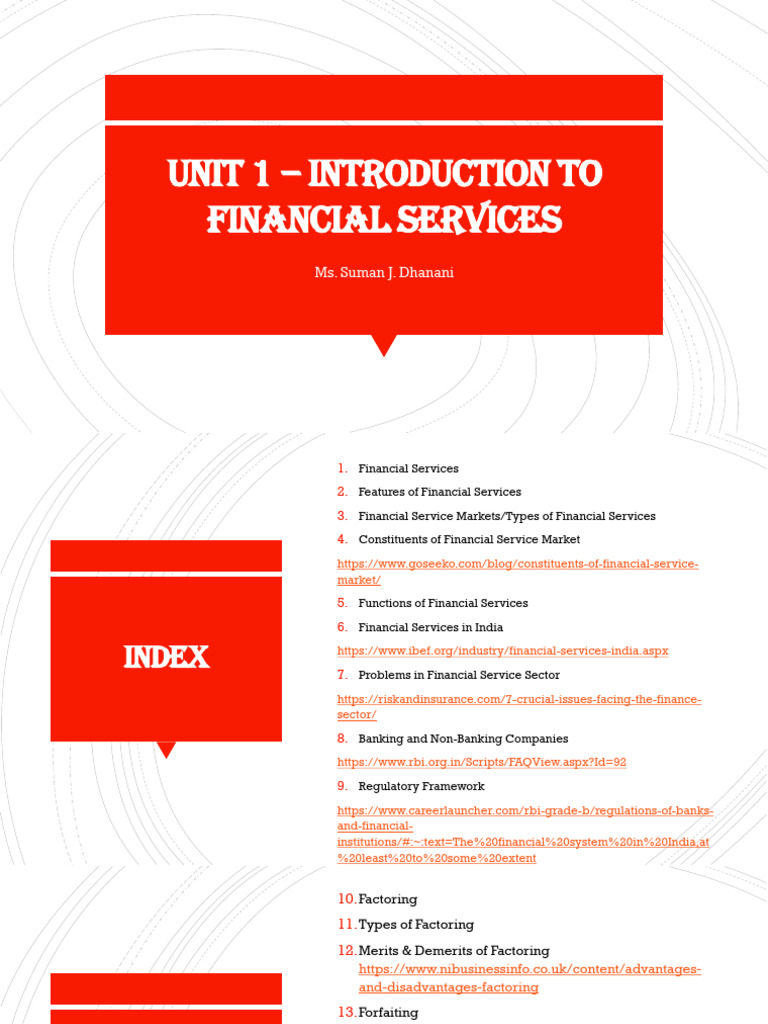 Unit 1 - Introduction To Financial Services | PDF | Factoring (Finance ...