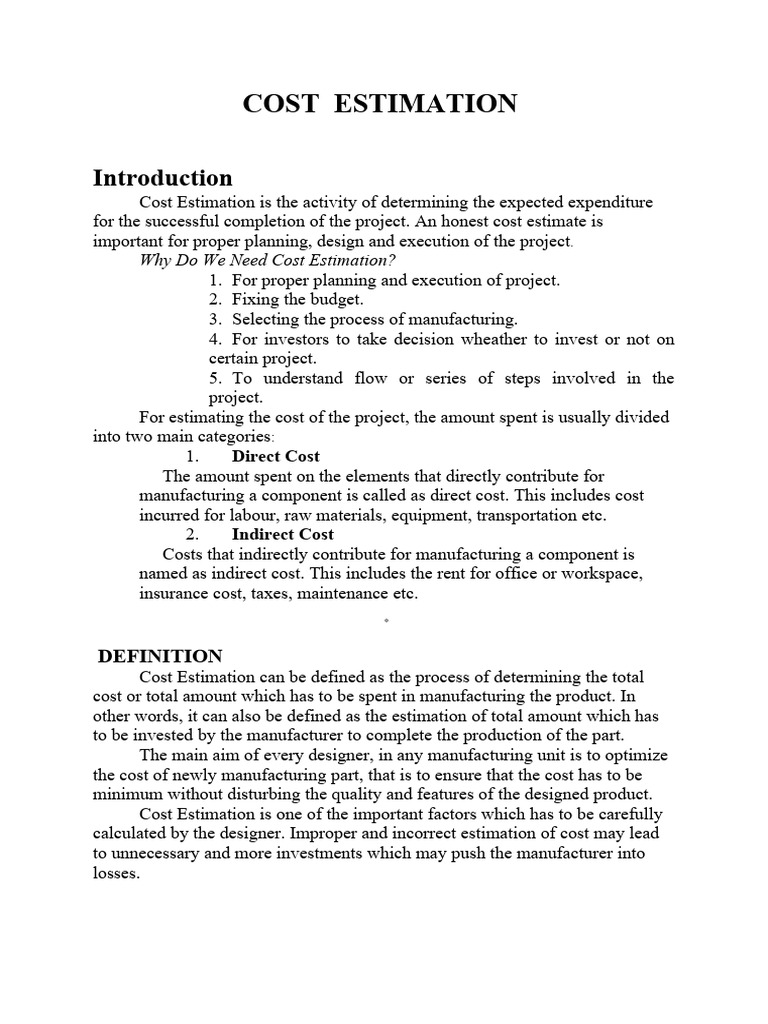 COST estimation | PDF COST estimation | PDF