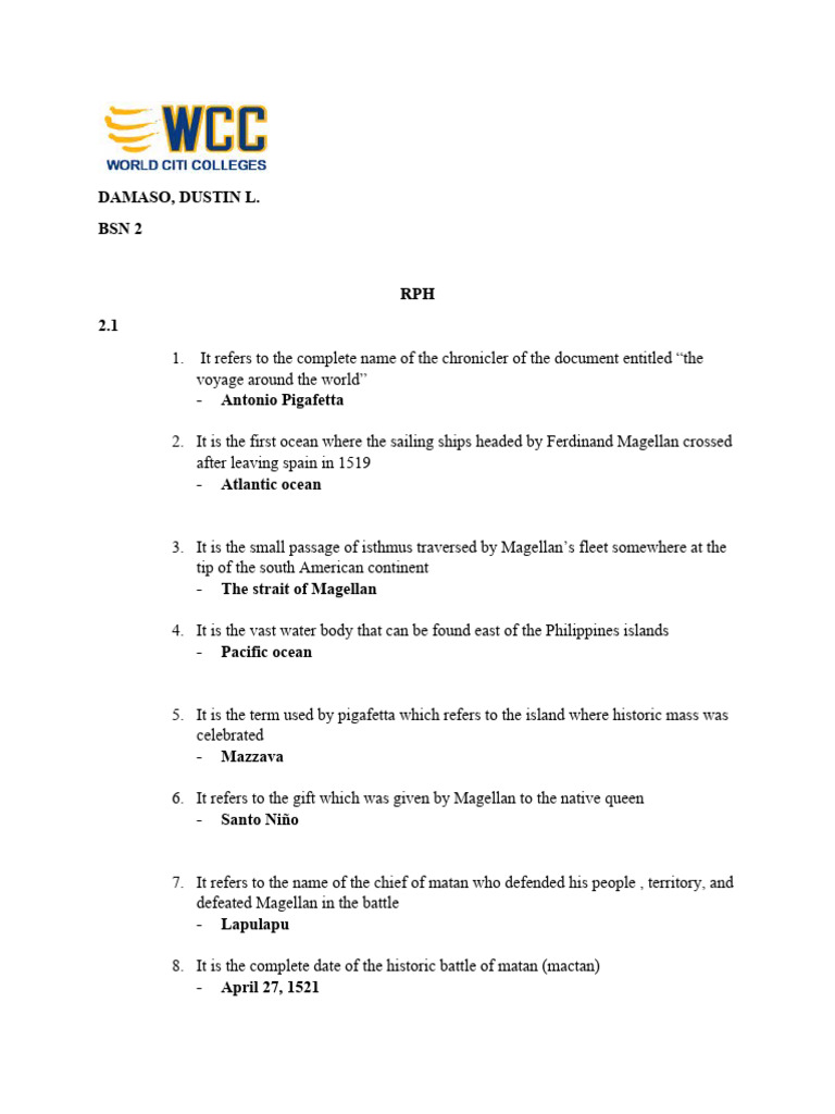 Key Terms in Magellan's Voyage | PDF | Philippines
