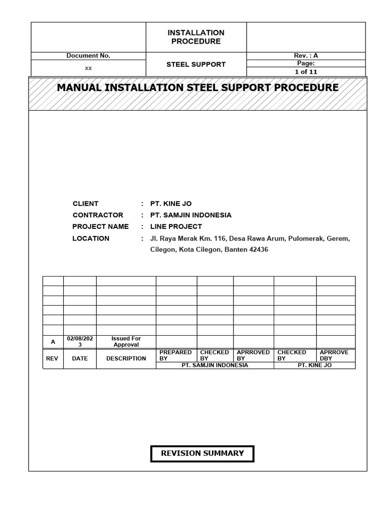 Method Statement of Steel Support Installation | PDF | Welding | Construction