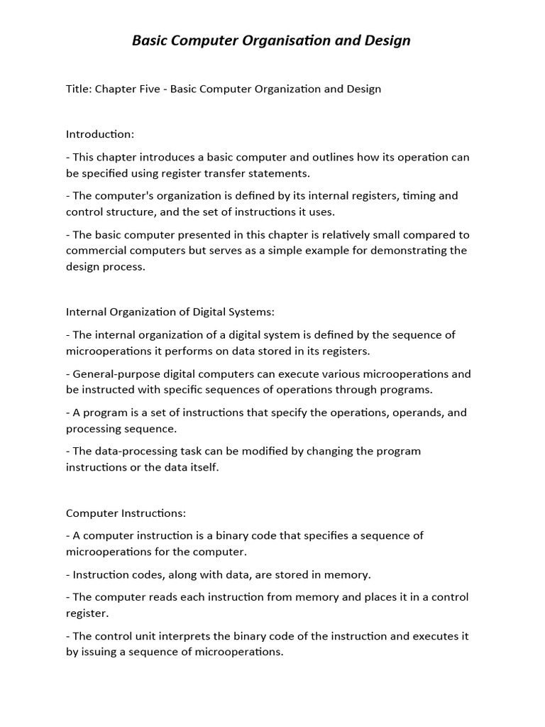Basic Computer Organisation and Design | PDF | Central Processing Unit | Logic Gate