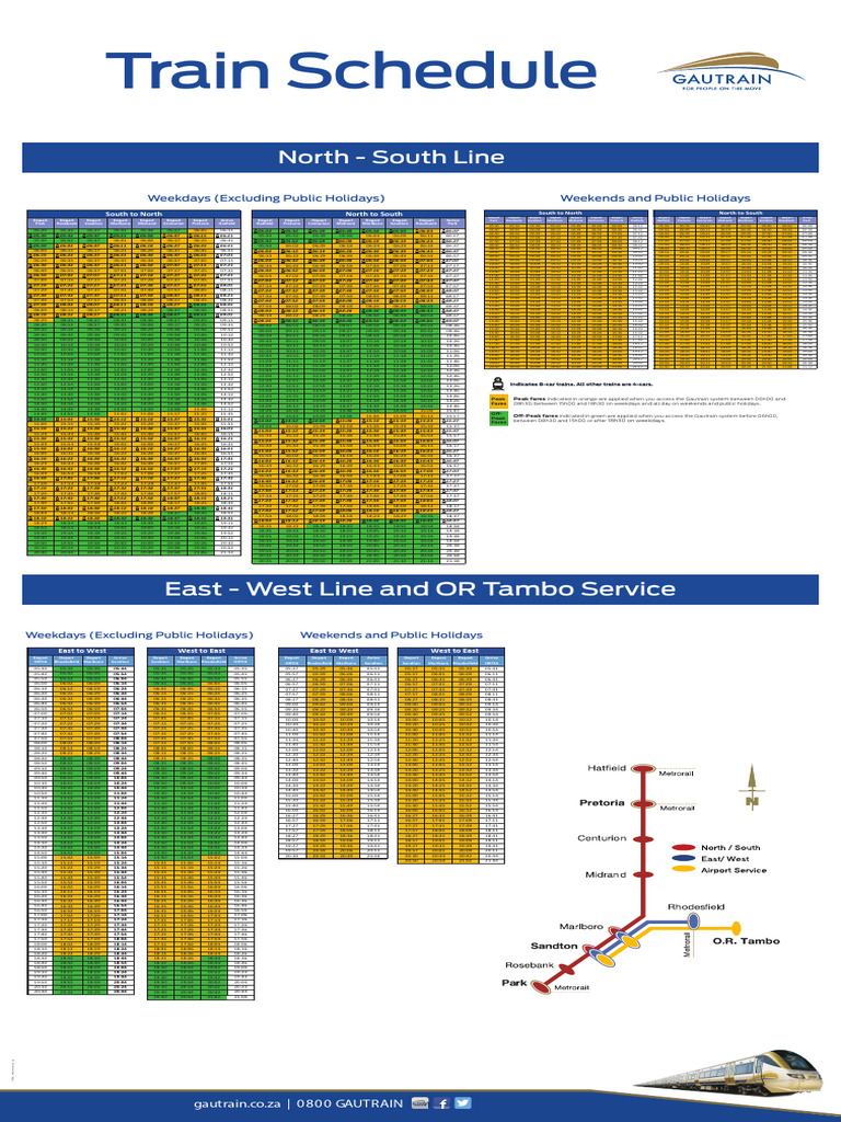 Gautrain Train Schedule Poster 2023 600x1150 v2 | PDF | Johannesburg ...