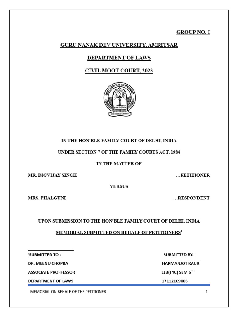 Moot Court File ........ | PDF | Annulment | Marriage