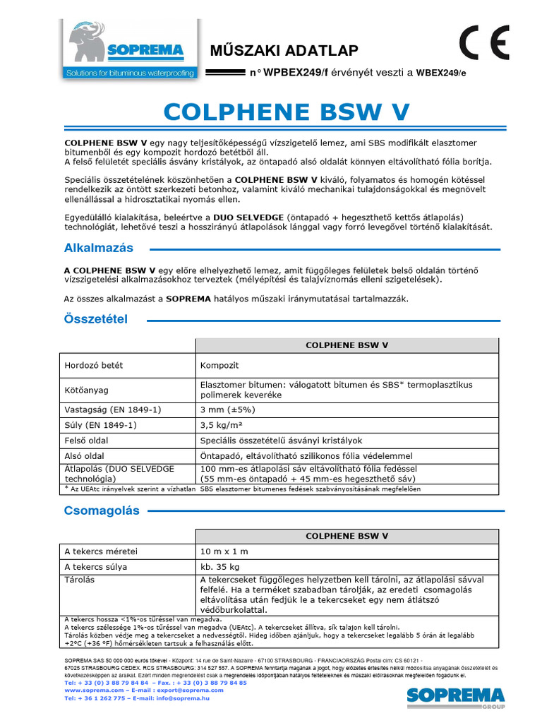 COLPHENE BSW V műszaki adatlap | PDF