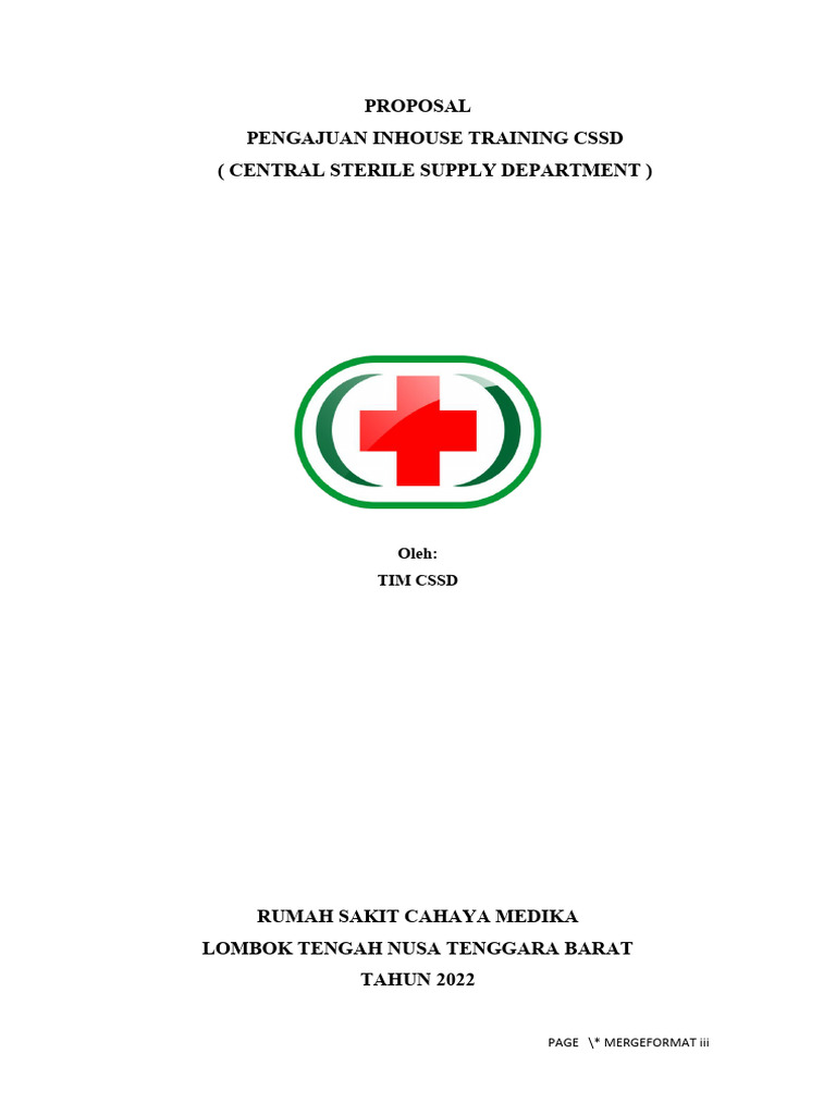 Proposal Inhouse Training CSSD | PDF