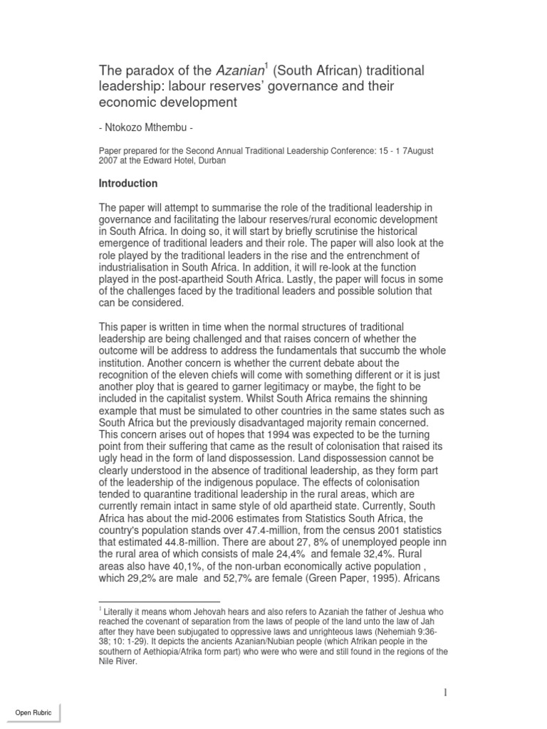 Traditionaleaders Pres. Paper 2007 | PDF | Sovereign State | Colonialism