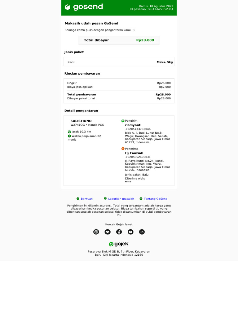 Bukti Pengiriman GoSend | PDF
