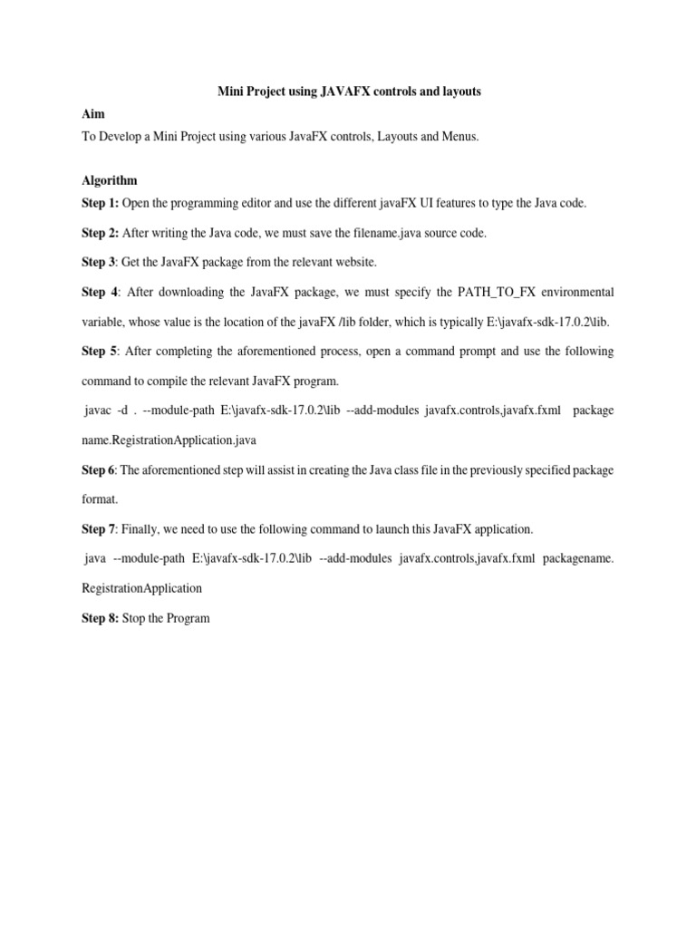 Mini Project Using JAVAFX Controls and Layouts | PDF