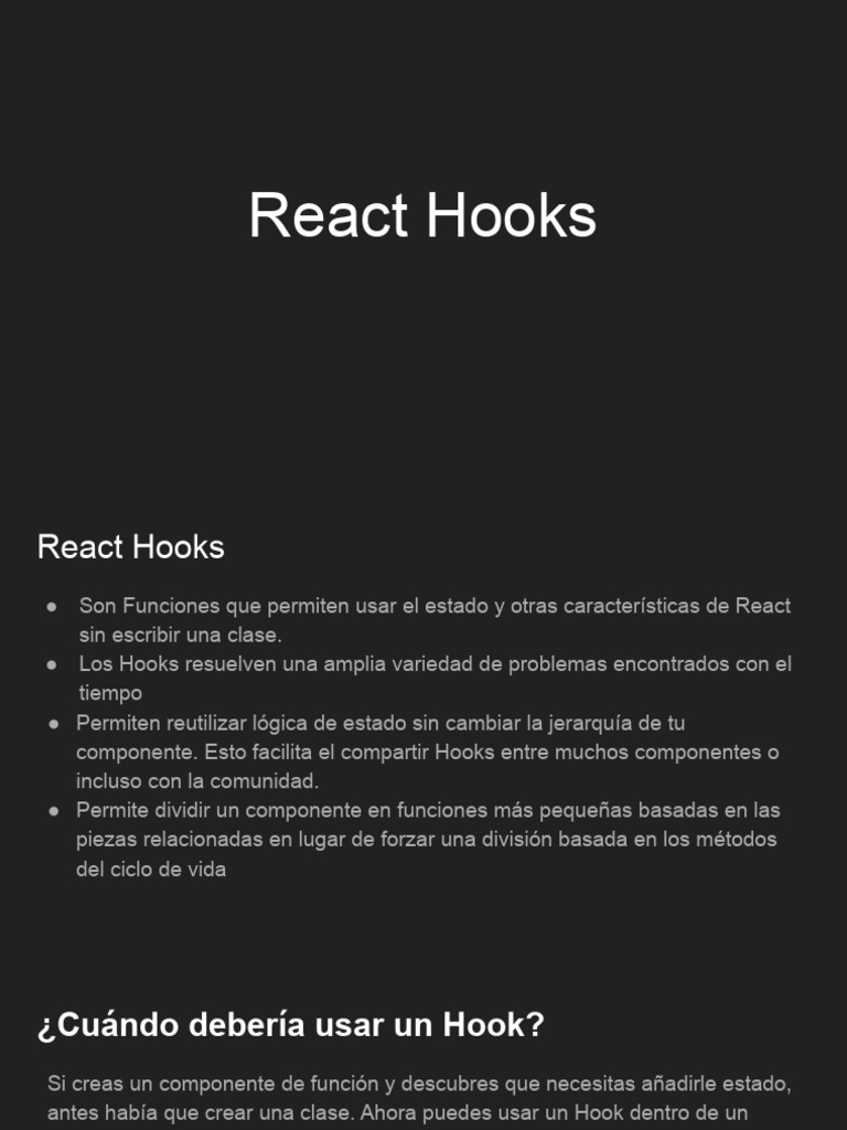 React Hooks | PDF | Tecnologías de la información | Programación de ...
