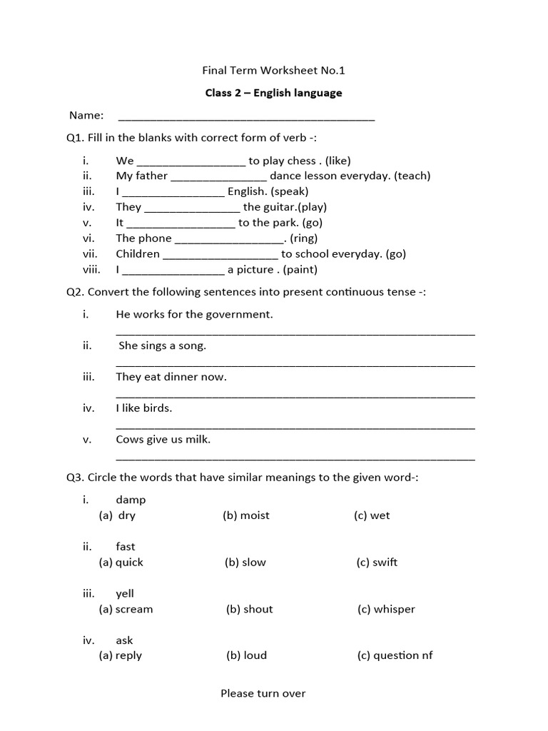 Eng Lang Worksheet 1 | PDF | Linguistics