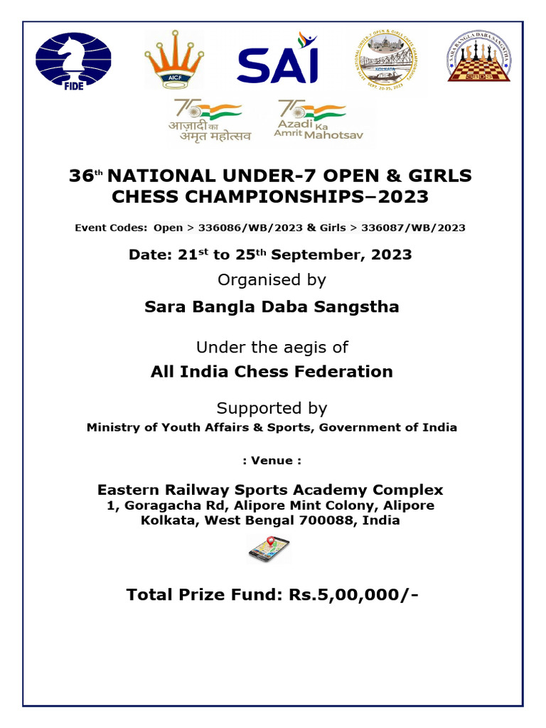 Kolkata (WB) - National U7 (21st To 25th Sept. 2023) | PDF