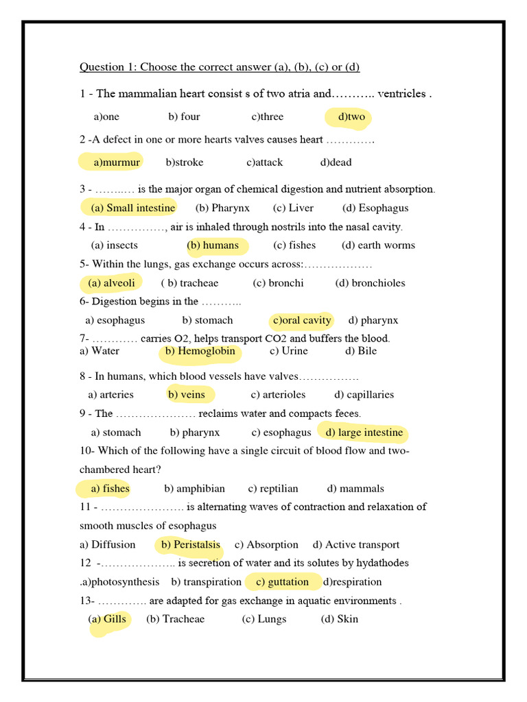 Biology Quiz for Students | PDF | Urinary System | Kidney