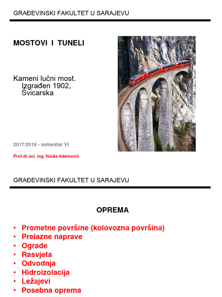 Mostovi I Tuneli: Kameni Lučni Most. Izgrađen 1902, Švicarska | PDF