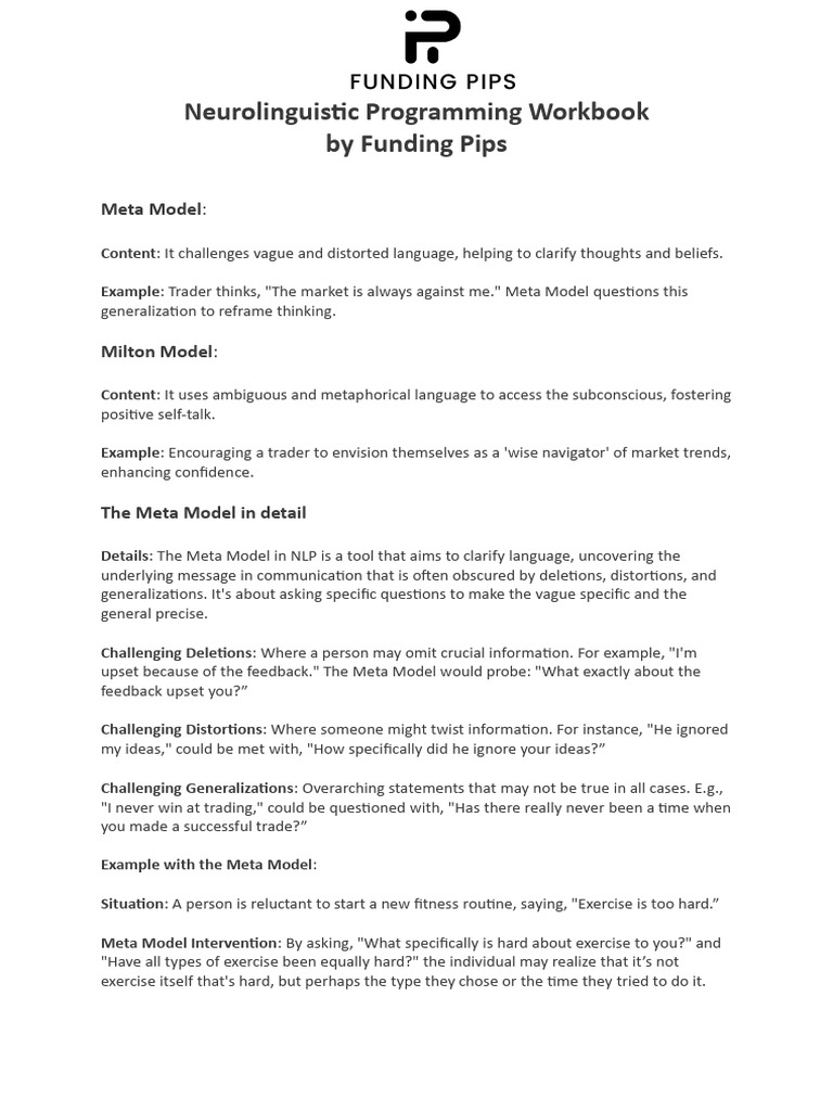 Neurolinguistic Programming Workbook Pdf Neuro Linguistic Programming Experience