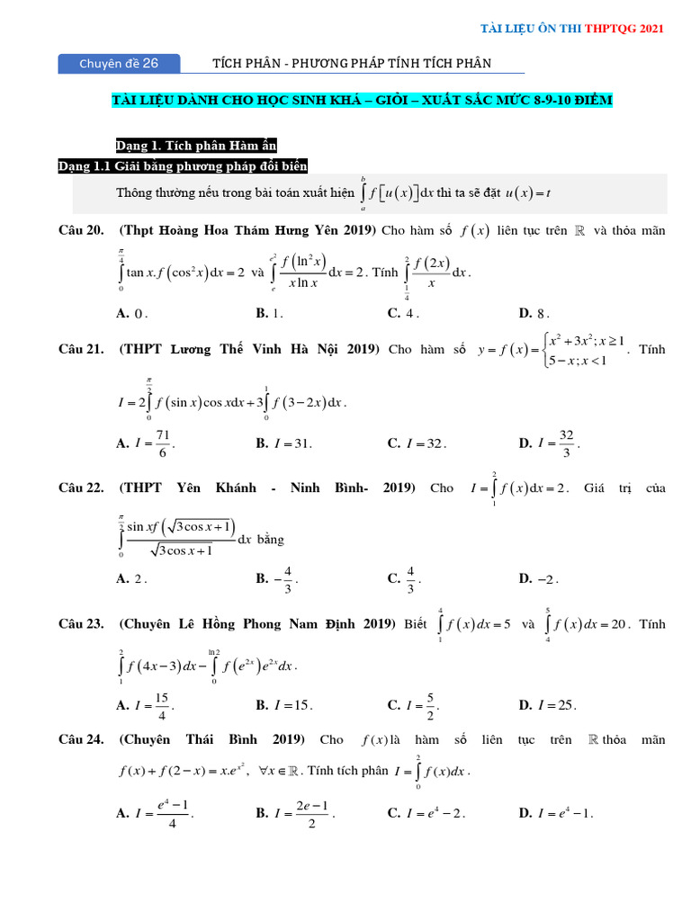 Tích Phân VD VDC | PDF