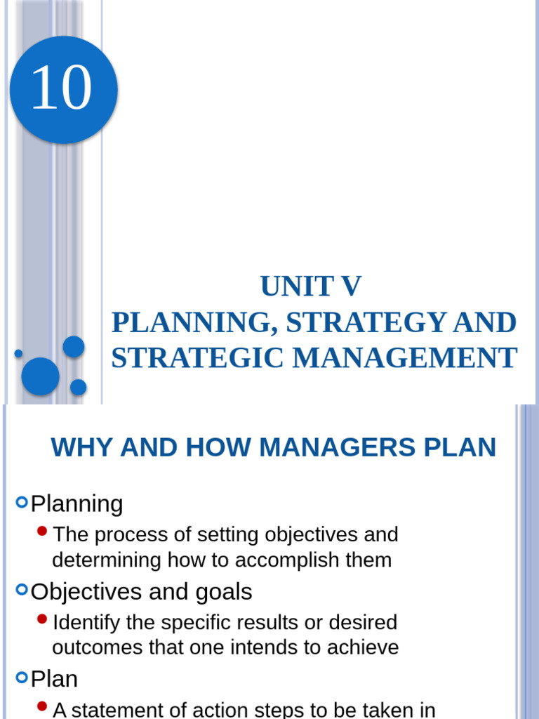 Unit V Types of Planning and Strategic Planning Process | PDF ...