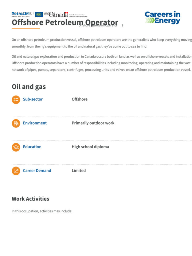 Offshore Petroleum Operator | PDF | Petroleum | Natural Gas