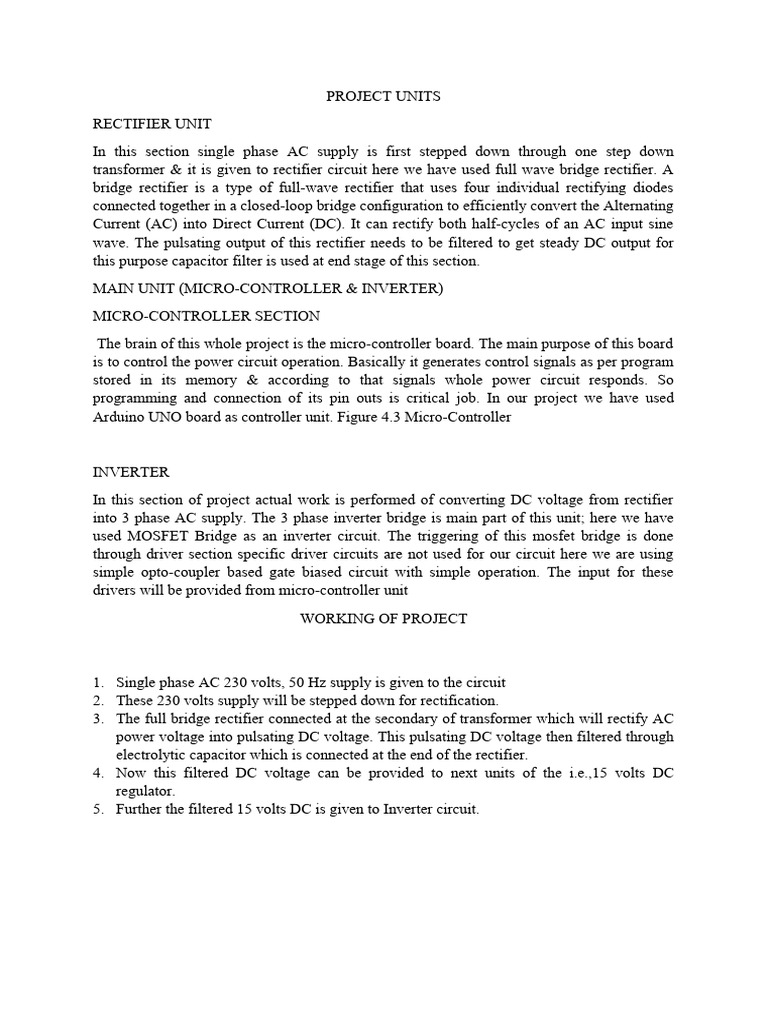 Working of Project | PDF | Rectifier | Power Inverter