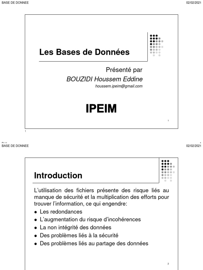 Cours Bases de Donnee205 | PDF | Base de données relationnelle | Bases ...