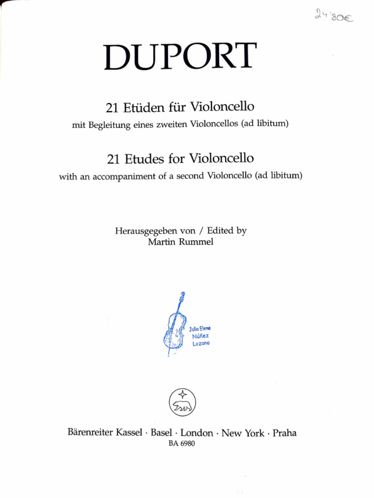 21 Estudios Duport - Barenreiter | PDF | Cello | Opus Number