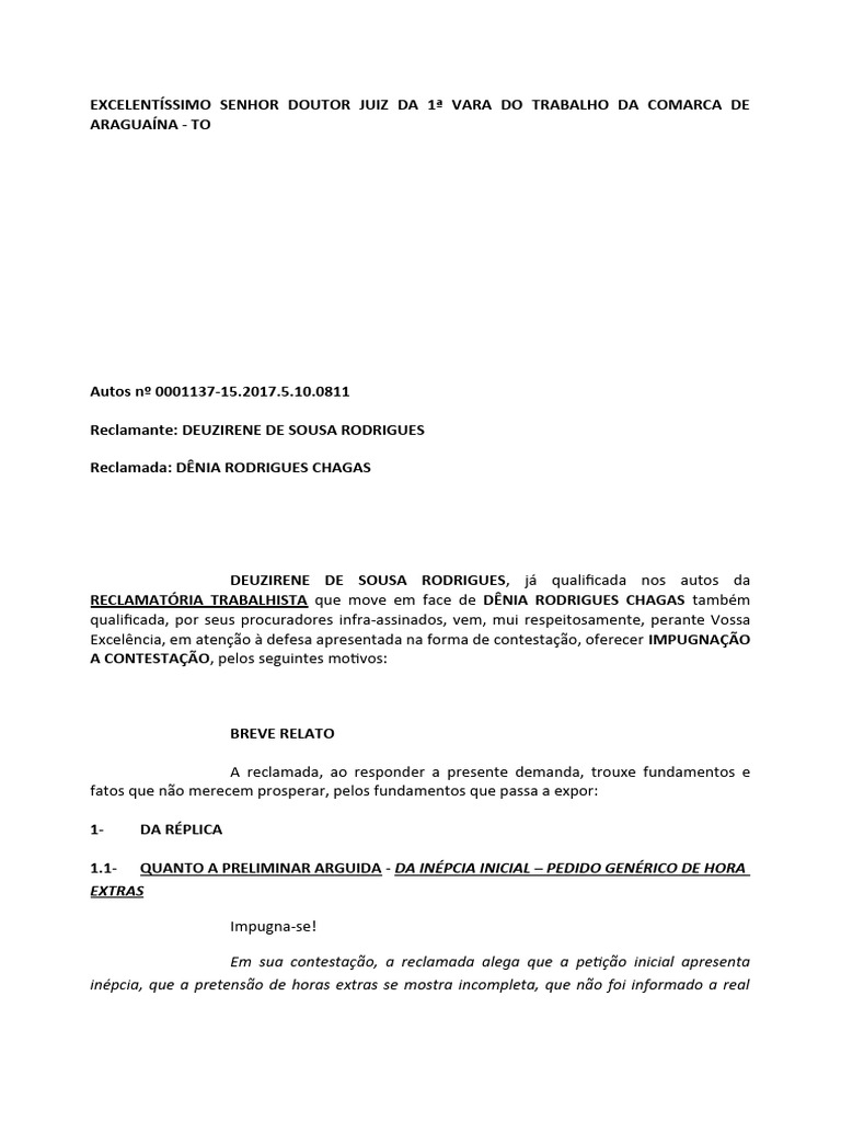 REPLICA modelo | PDF | Advogado | Emprego