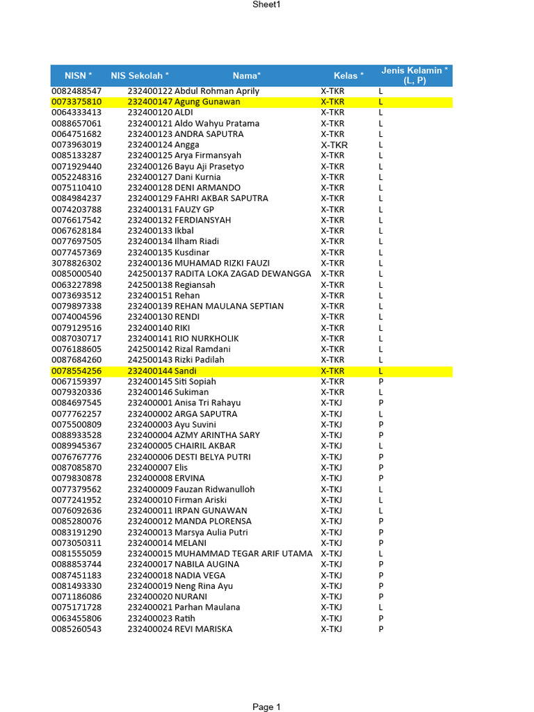 Format Upload Siswa | PDF