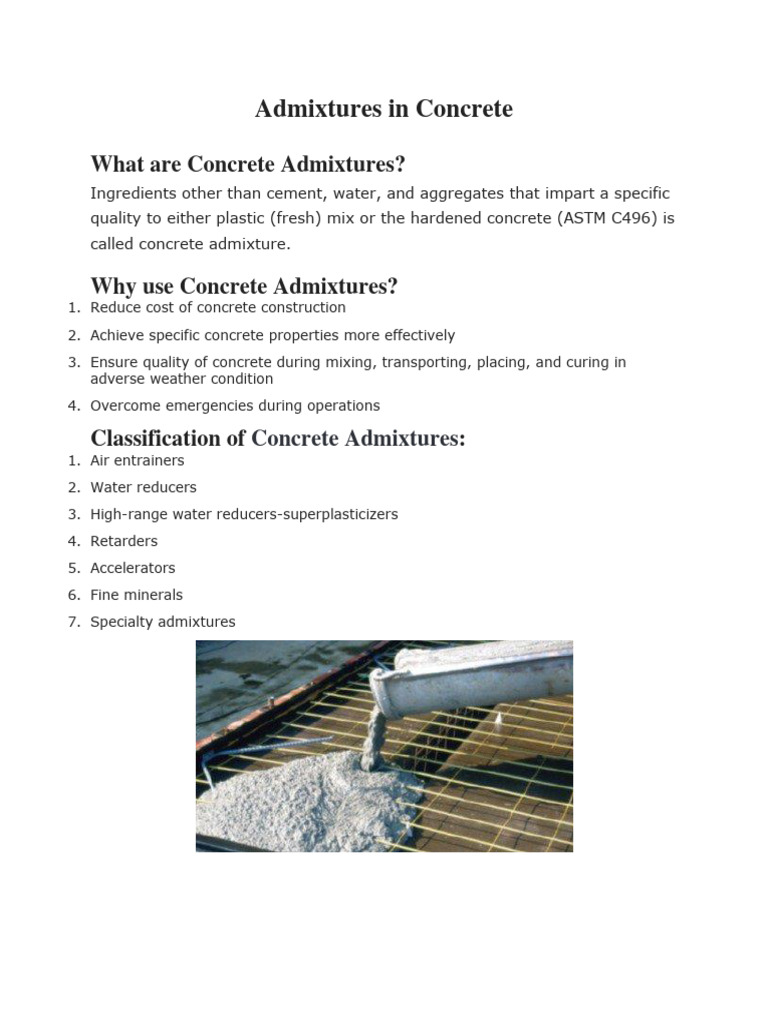 Admixtures in Concrete _ Notes | PDF | Concrete | Cement