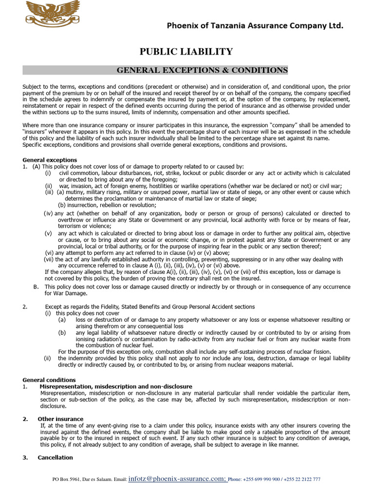 Public Liability | PDF | Indemnity | Insurance