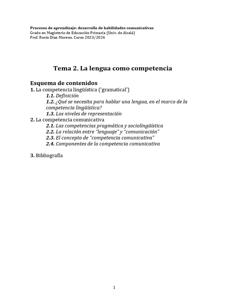 Tema 2 Lengua Como Competencia | PDF | Palabra | Lingüística