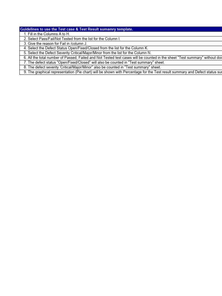 Test Case Results Summary Guidelines | PDF | Computing | Software ...