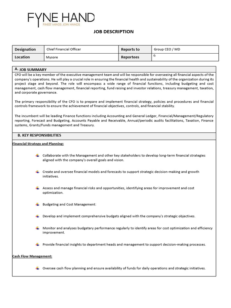 Jd Chief Financial Officer Pdf Chief Financial Officer