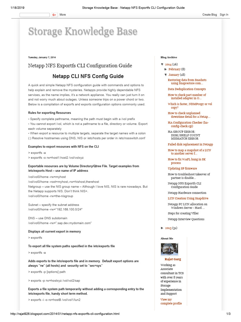 Storage Knowledge Base _ Netapp NFS Exportfs CLI Configuration Guide ... Storage Knowledge Base _ Netapp NFS Exportfs CLI Configuration Guide ...