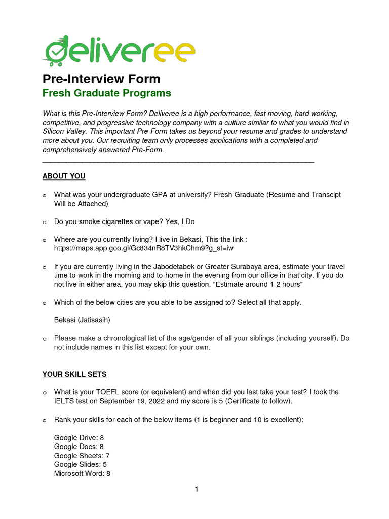 Pre-Interview Fresh Graduate Programs | PDF | Computing