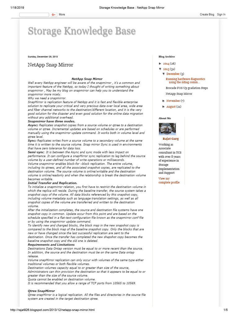 Storage Knowledge Base _ NetApp Snap Mirror | PDF