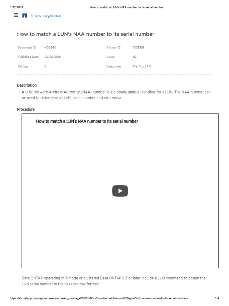 How to Match a LUN's NAA Number to Its Serial Number | PDF | Computer ...