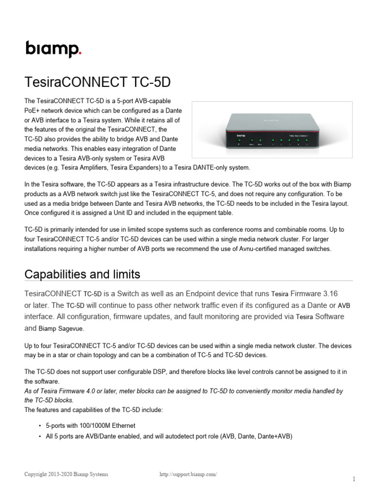 TesiraCONNECT TC-5D | PDF | Technology & Engineering