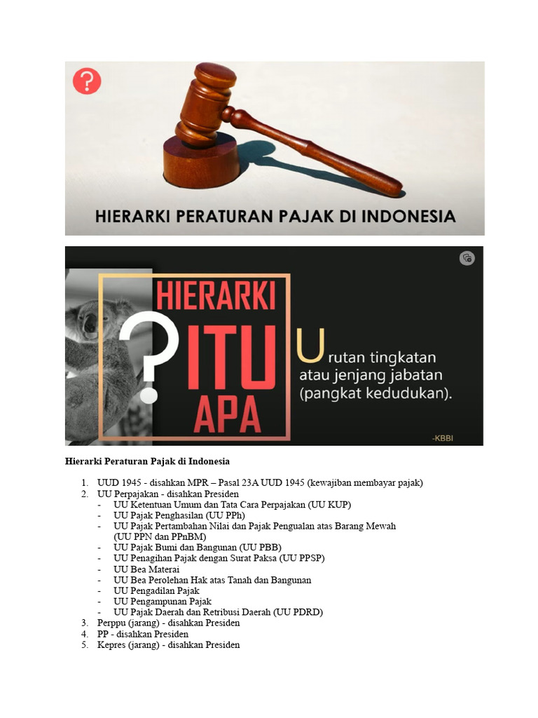 Hierarki Peraturan Pajak Di Indonesia | PDF