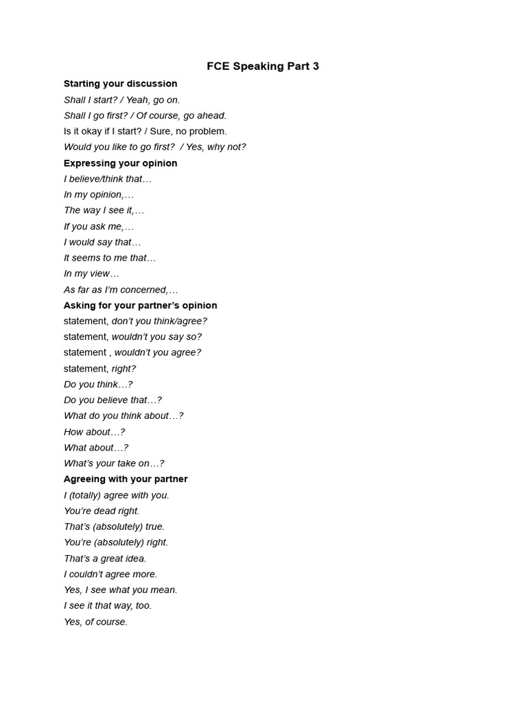 useful expressions speaking b2 | PDF