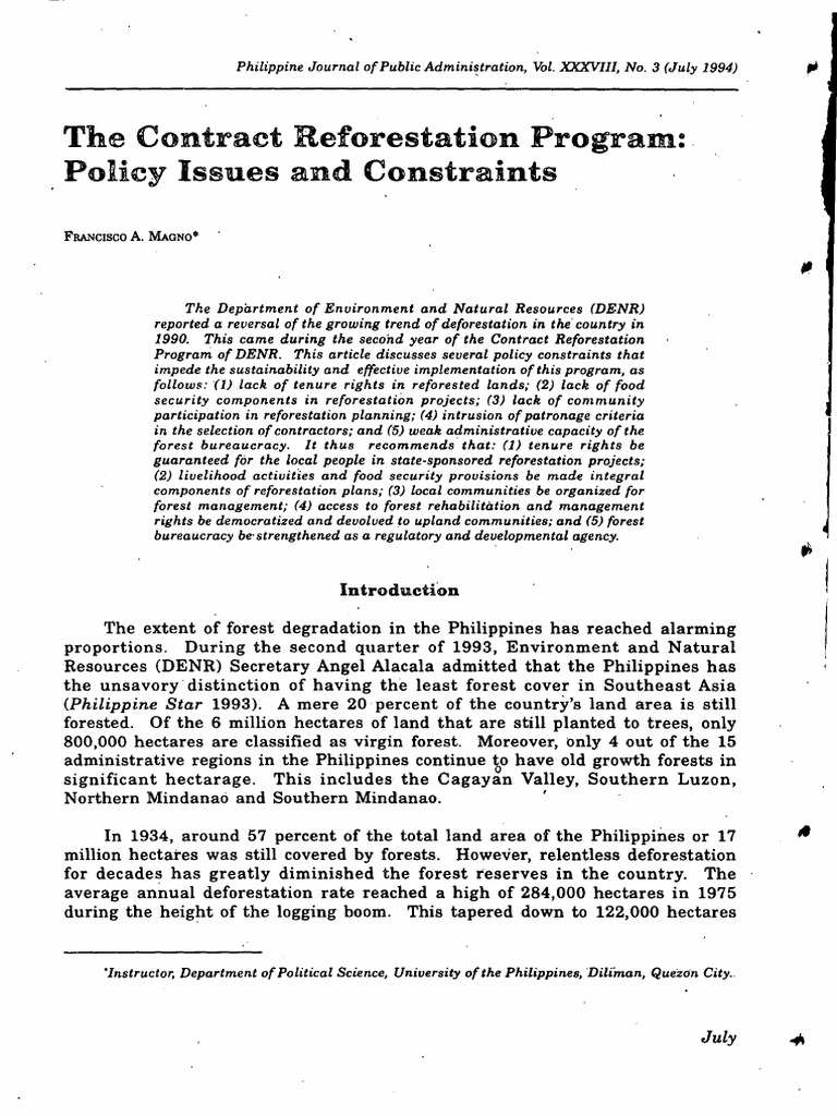 08_The Contract Reforestaion Program | PDF | Deforestation | Forestry