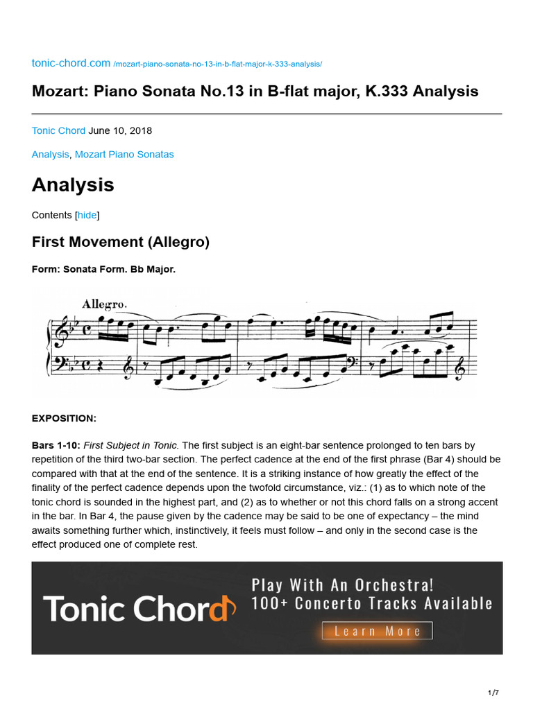 Mozart Piano Sonata Analyses | PDF | Chord (Music) | Musical Compositions