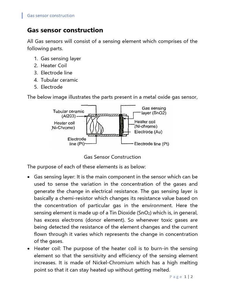 Gas Sensor Construction | PDF | Gases | Sensor