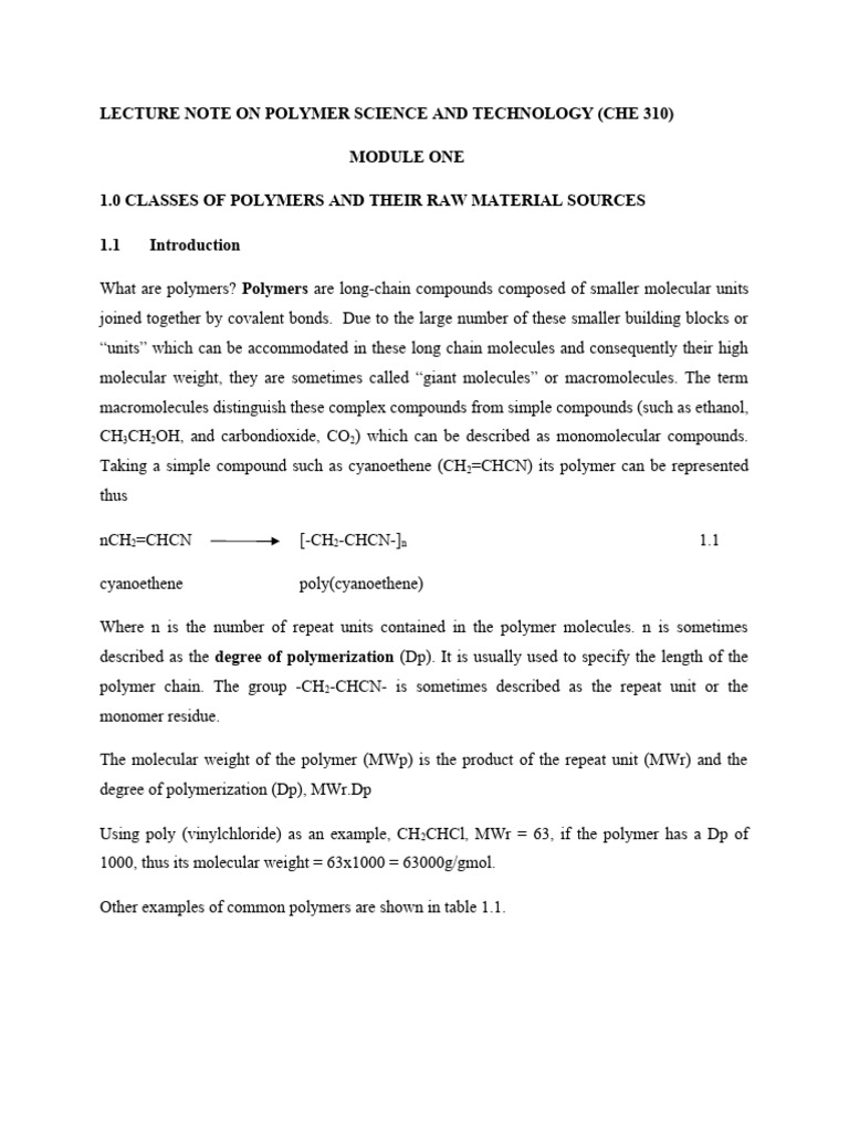 HND polymer note part one | PDF | Polymers | Polymerization