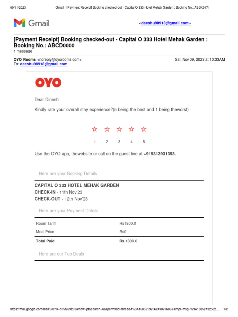 Toaz - Info Oyo Bill Sample PR | PDF