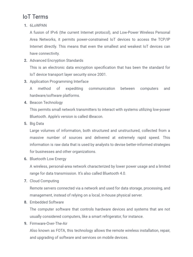 IoT Terms | PDF | Computer Network | Internet Of Things