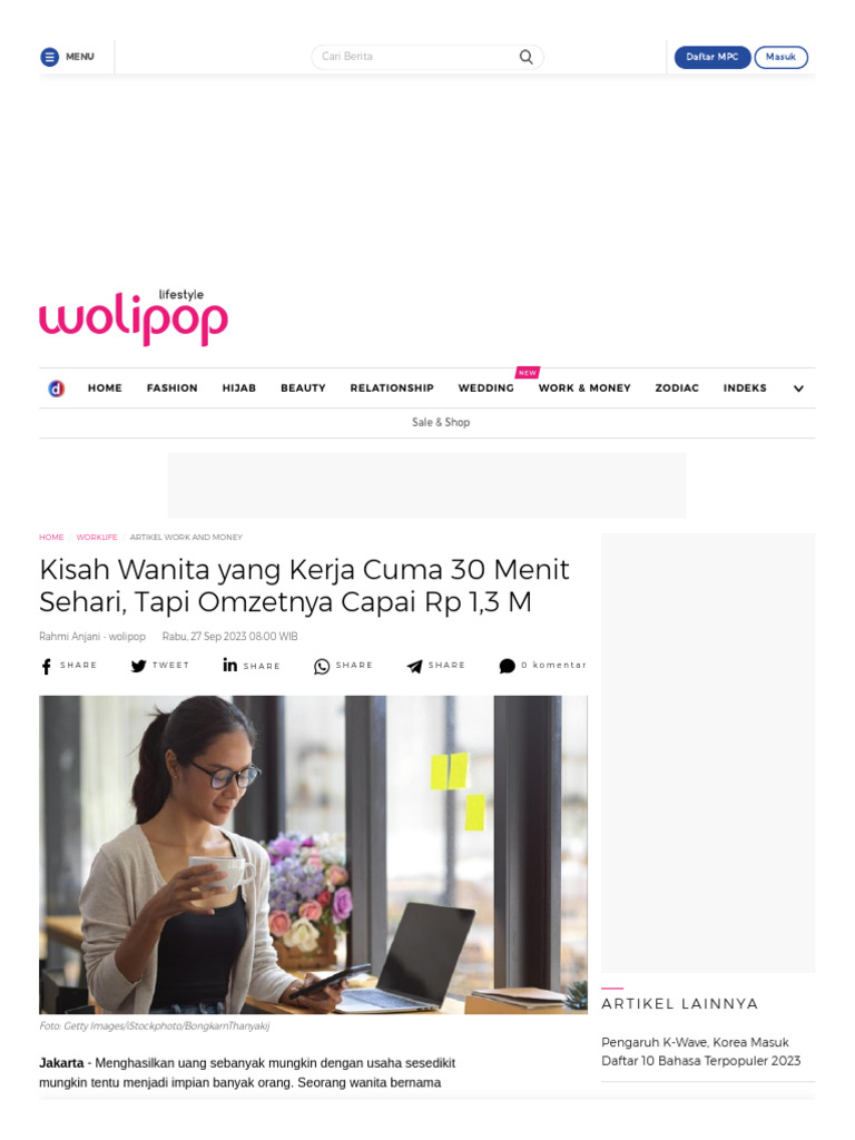 Kisah Wanita Yang Kerja Cuma 30 Menit Sehari, Tapi Omzetnya Capai RP 1,3 M | PDF