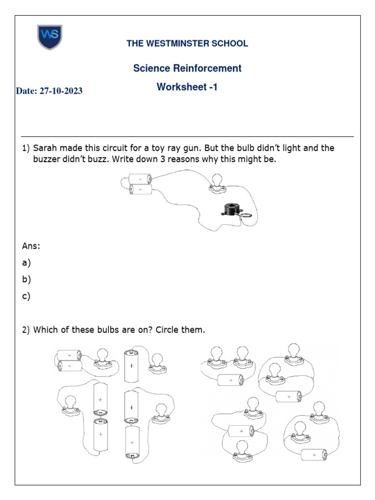 Electricity and Circuits Worksheet | PDF