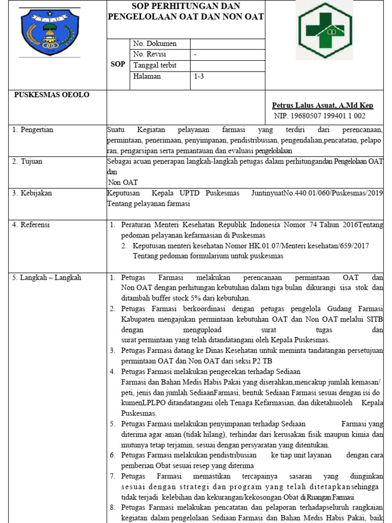 18 SOP Perhitungan OAT Dan NON OAT Fix | PDF