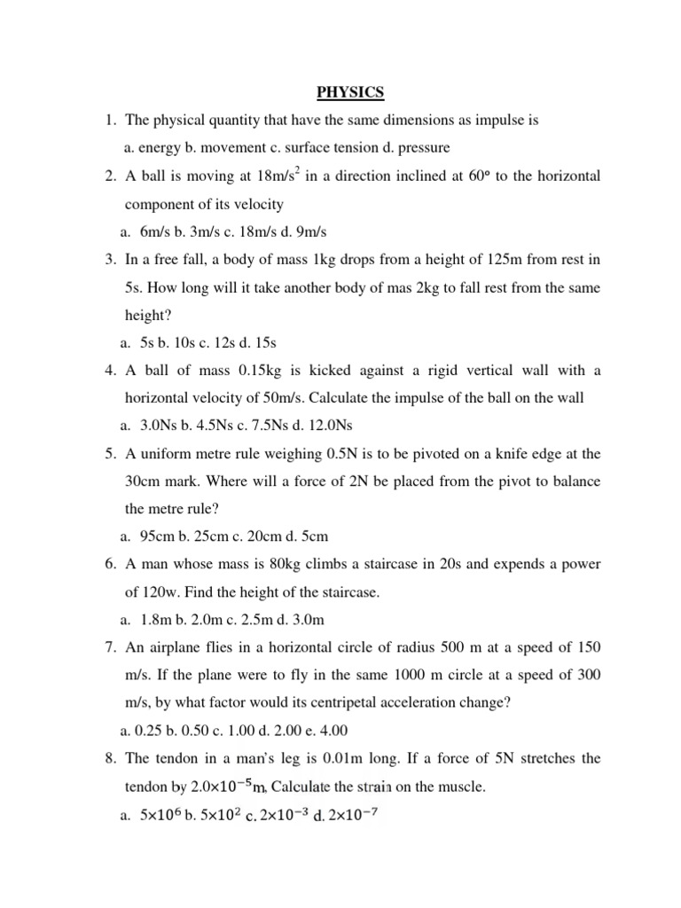 Physics Questions | PDF