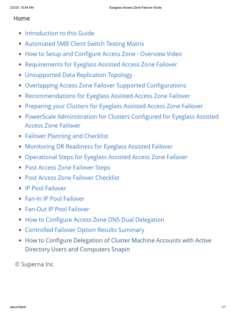 Eyeglass Access Zone Failover Guide | PDF