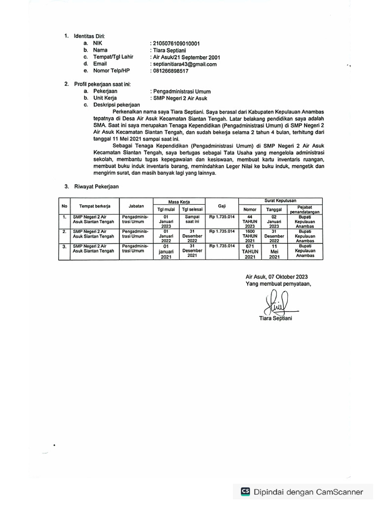Surat Pengalaman Kerja | PDF